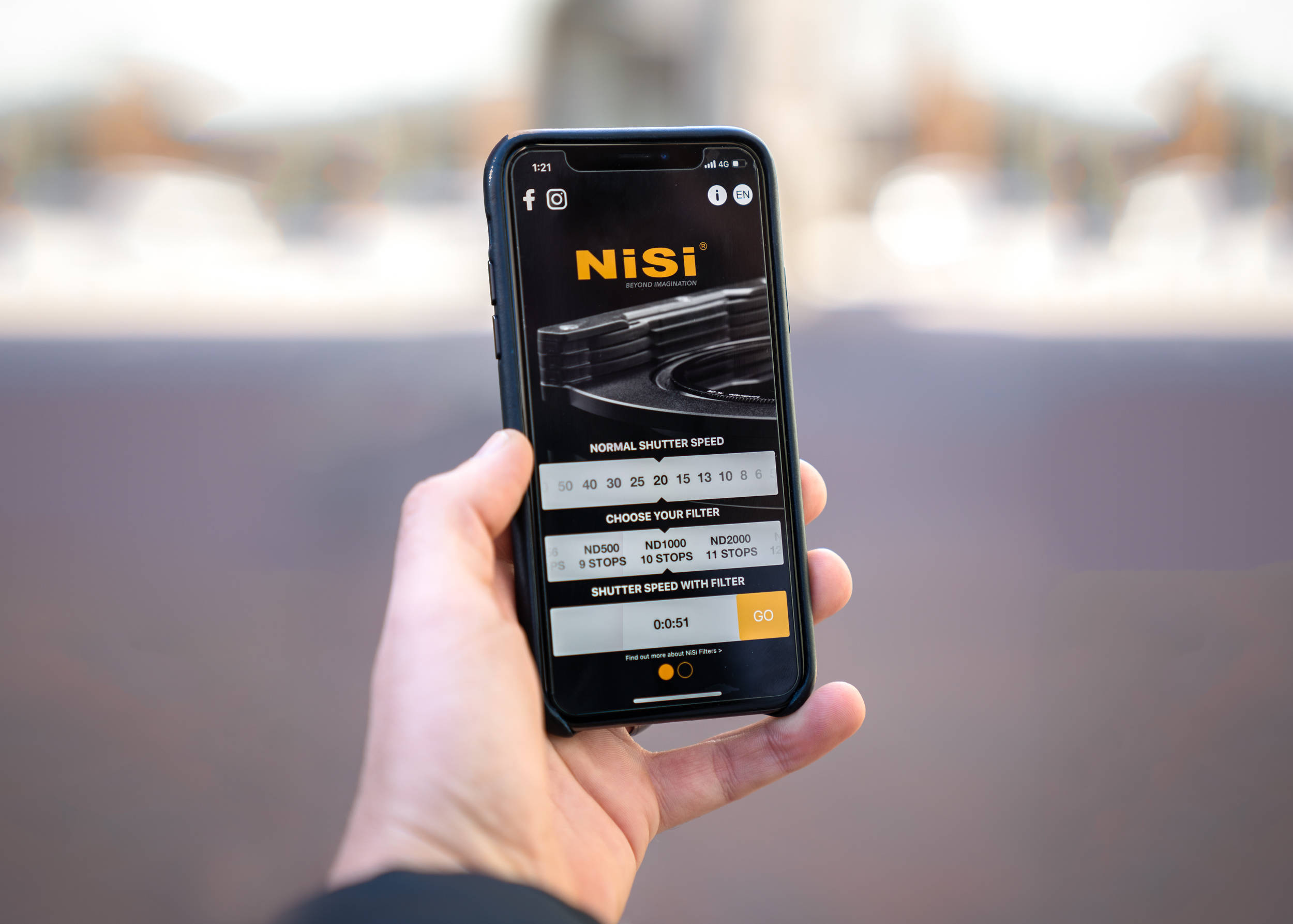 Calculating exposure times using the NiSi Filters app